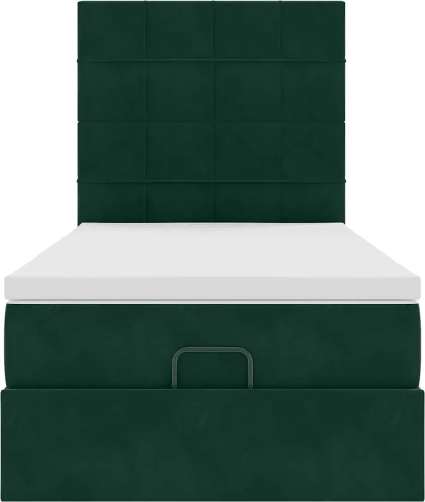 Osmanský rám postele s matracemi tmavě šedá 80x200cm samet 3313436