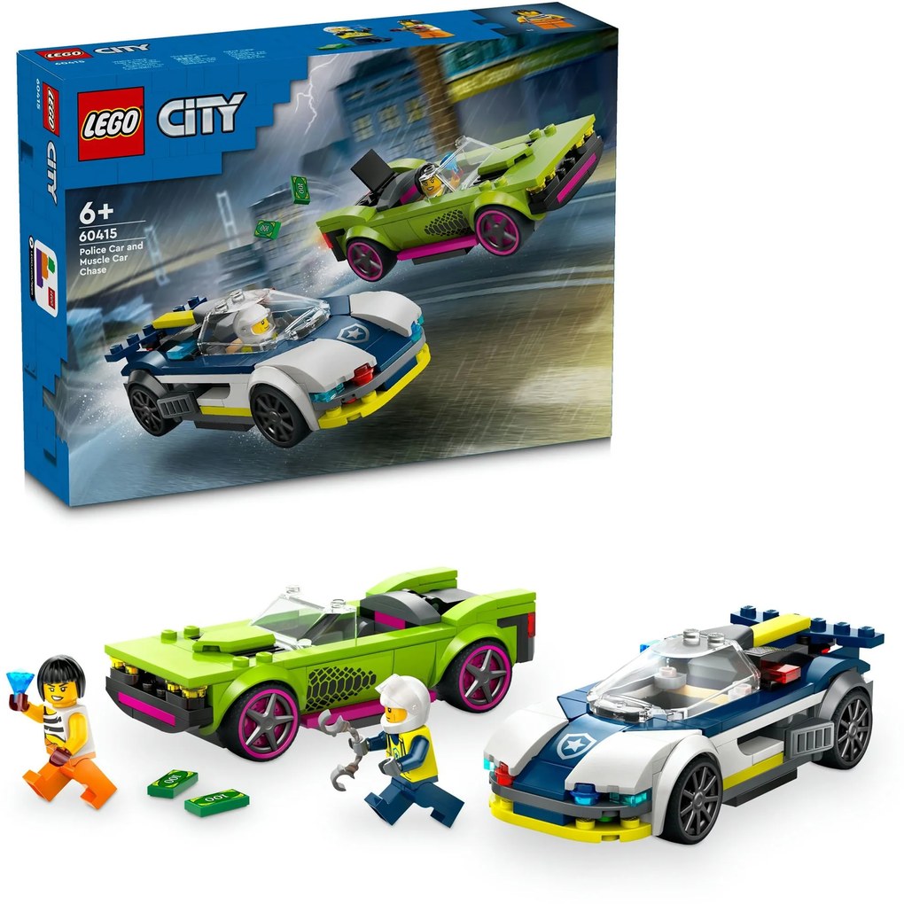 Lego stavebnice lego city 60415 honička policejního auta a sporťáku