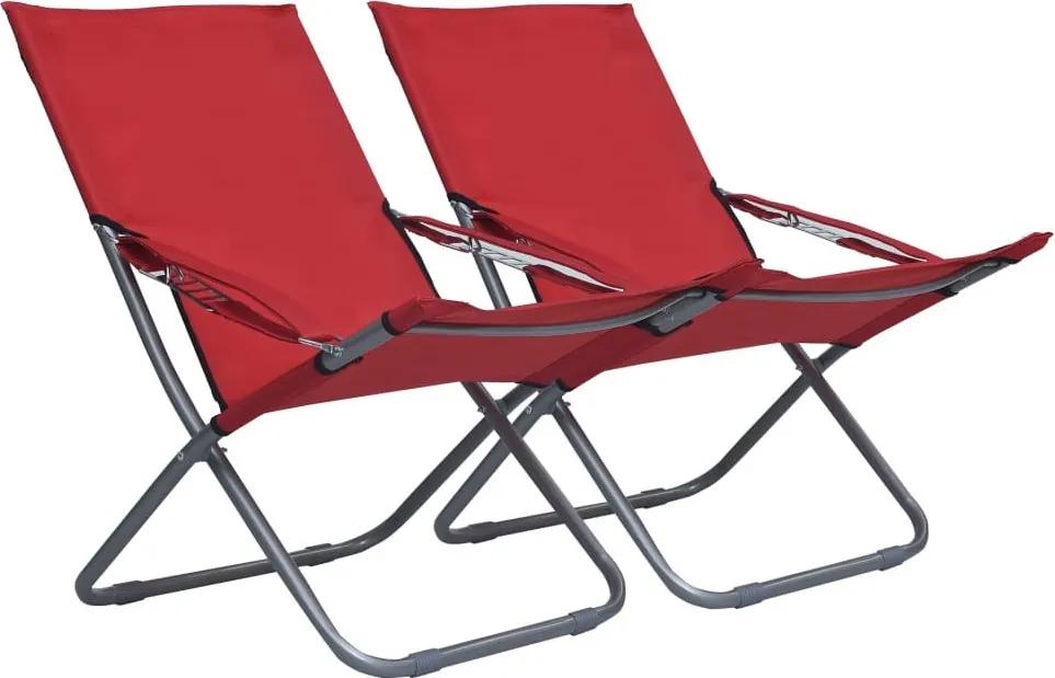 vidaXL Skládací plážové židle 2 ks textil [47902] Barva: Červená