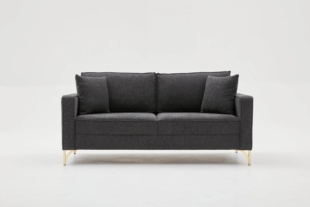 Hanah Home Dvoumístná pohovka BERLIN antracitová se zlatou 180 cm 825BLC2793