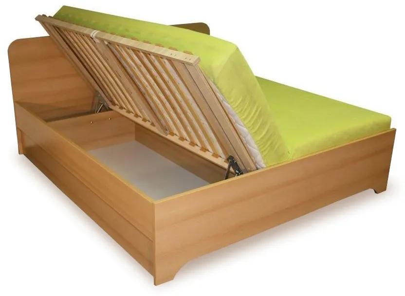 Manželská postel s úložným prostorem OTO, boční výklop , Švestka