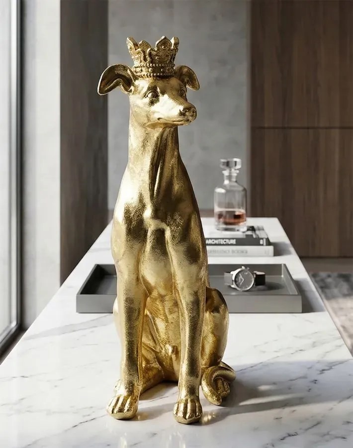 Dekorativní soška Dog 33 cm zlatá