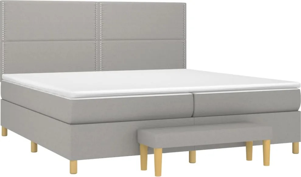 Box spring postel s matrací světle šedá 200 x 200 cm textil 3137101