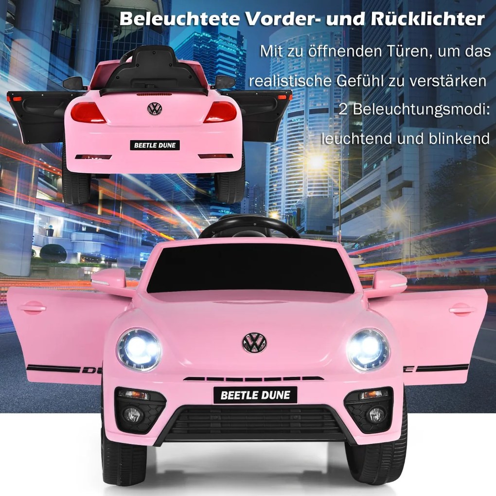 Costway VW Beetle dětské auto s hudbou a 2 režimy svícení včetně 2,4 G dálkového