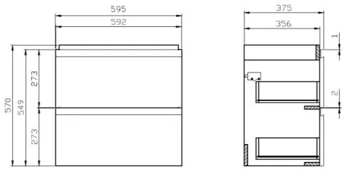 Cersanit Moduo, závěsná umyvadlová skříňka 60cm, bílá lesklá, S929-004