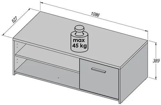 TV skříňka Quadro, dub sonoma/bílá, 2 přihrádky