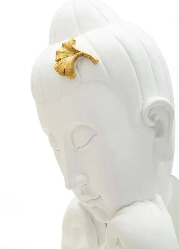 Dekorace na stůl Buddha B 21 cm bílá/zlatá