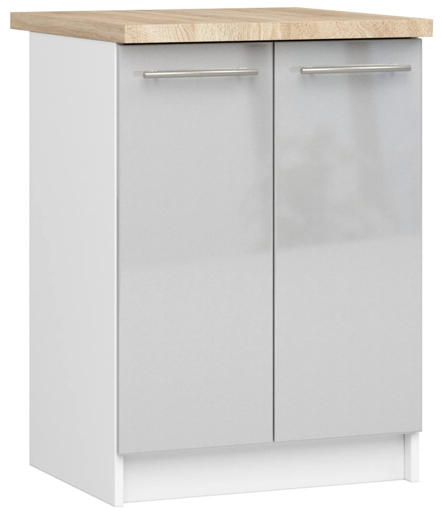 Dolní kuchyňská skříňka Ozara S60 2D (bílá + metalický lesk). 1071114
