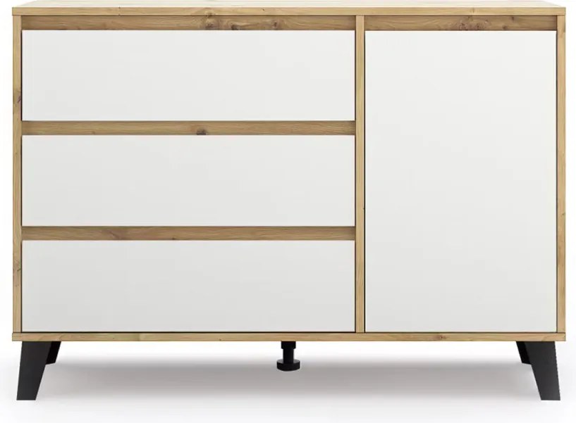 Komoda Borg 1d3s dub artisan / bílá
