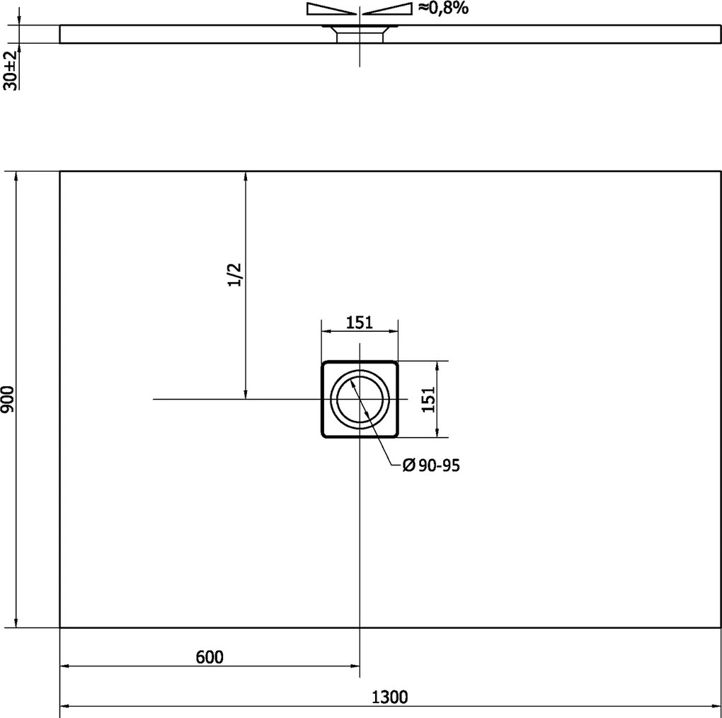 Polysan Flexia sprchová vanička 130 x 90 cm s možností úpravy rozměru litý mramor šedá matná 72896.31