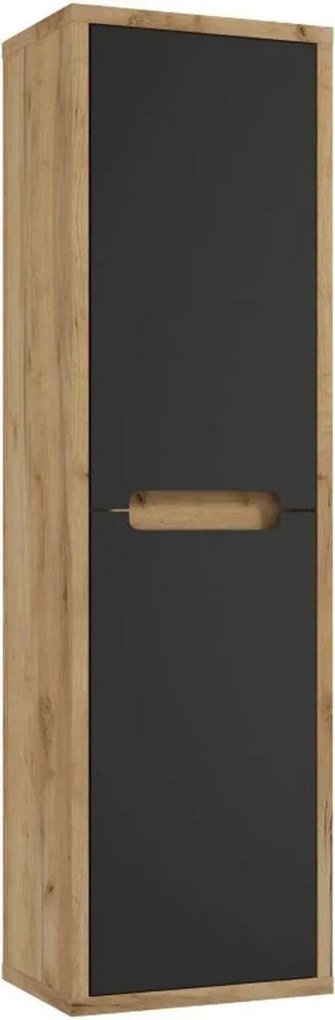 kielle Meara - Vysoká skříňka závěsná, 139x40x29 cm, zlatý dub/matná černá 50026011X4