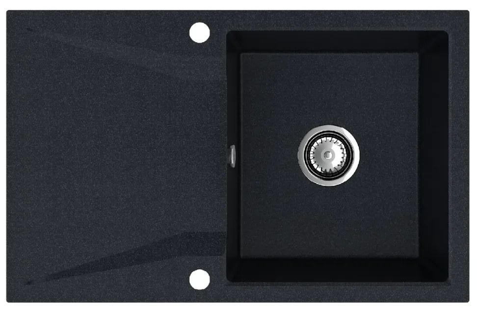 Sink Quality Obsidian, kuchyňský granitový dřez 790x500x210 mm + chromový sifon, černá skvrnitá-Brocade, SKQ-OBS.B.1KDO.X