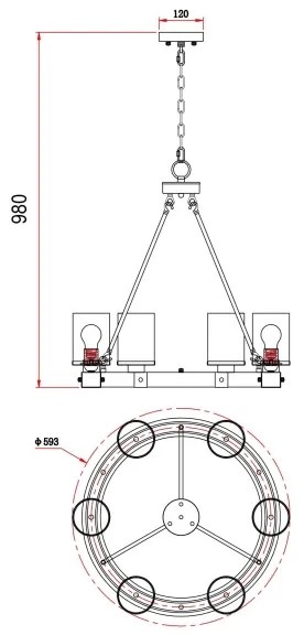 Globo 15555-6H - Lustr na řetězu LILA 6xE27/60W/230V