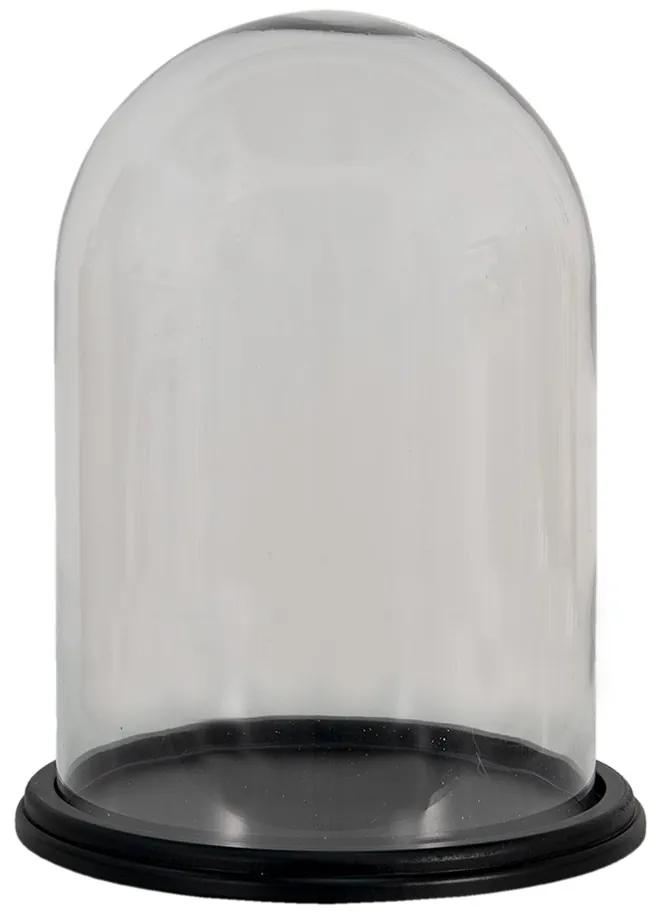 Černý dřevěný kulatý podnos se skleněným poklopem Rie - Ø 23*29 cm