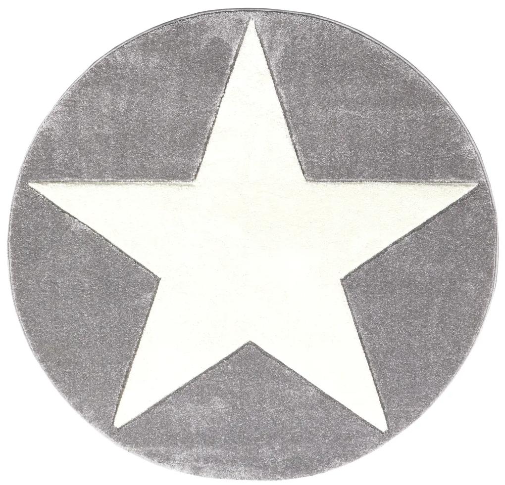 Dětský kulatý koberec - Star barva: Bílá, Velikost: průměr 133