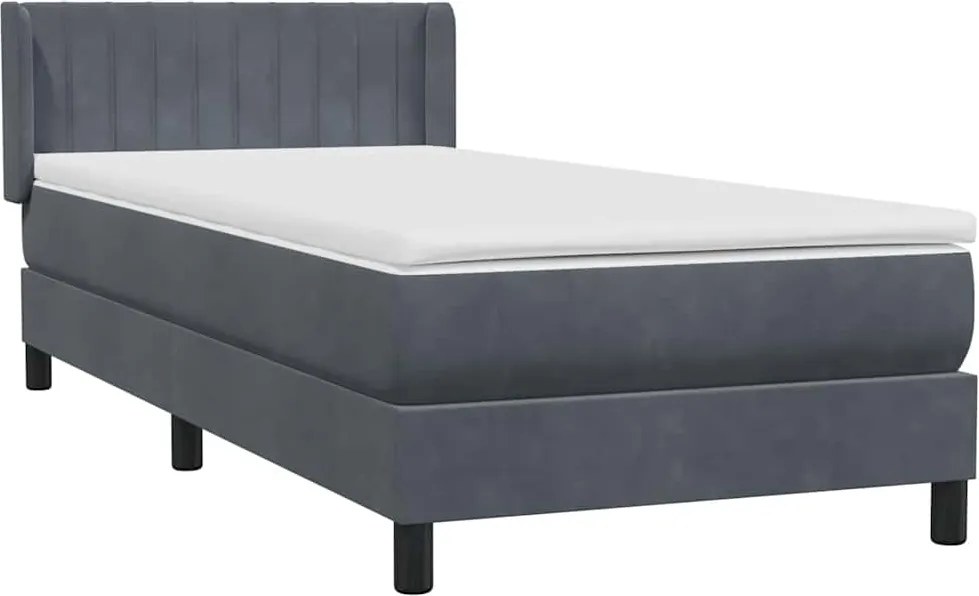 Box spring postel s matrací tmavě šedá 80x220 cm samet 3318304