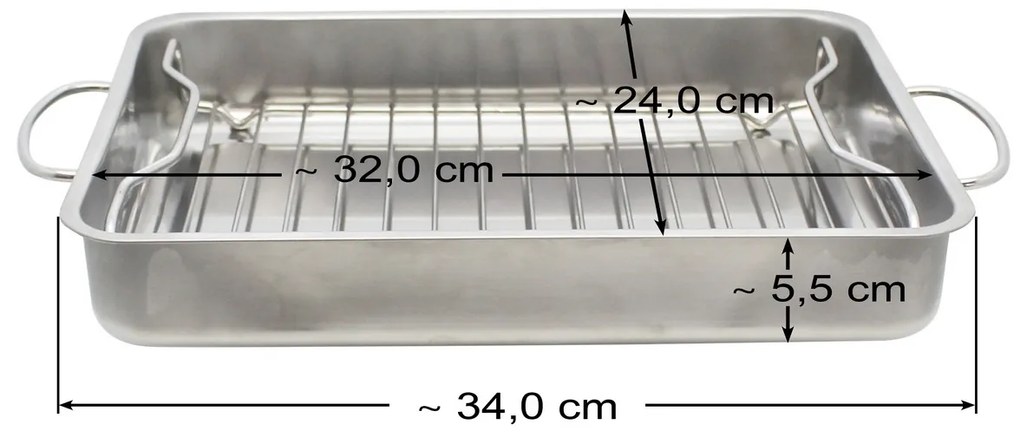 Elo 53434 Basic Pekáč nerezový s grilovacím roštěm 34 x 24 x 5,5 cm