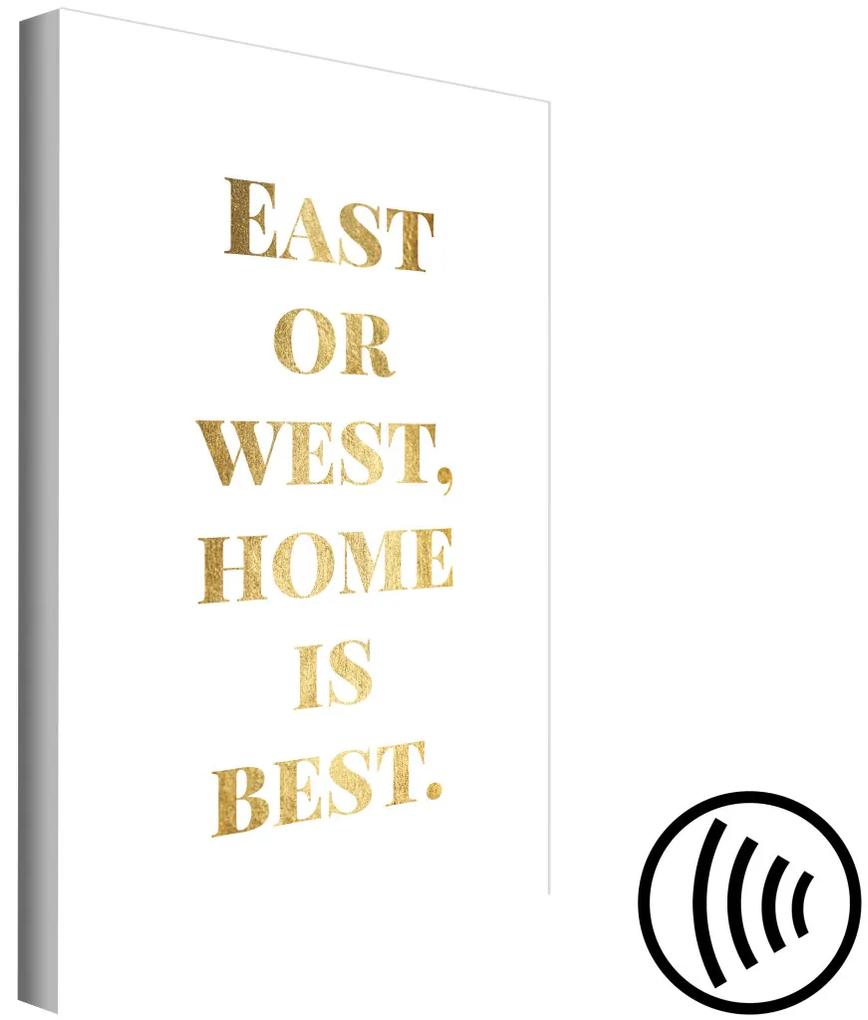 Obraz Zlatý nápis Home is best - zlatý text v angličtině na bílém pozadí