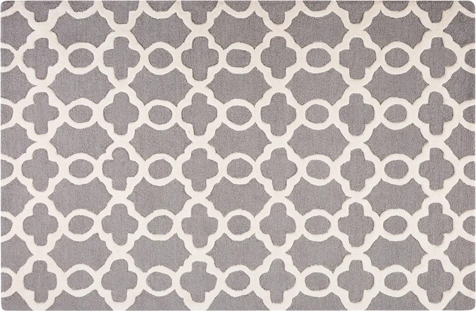 Šedý vlněný koberec v klasickém designu 140x200 cm - ZILE