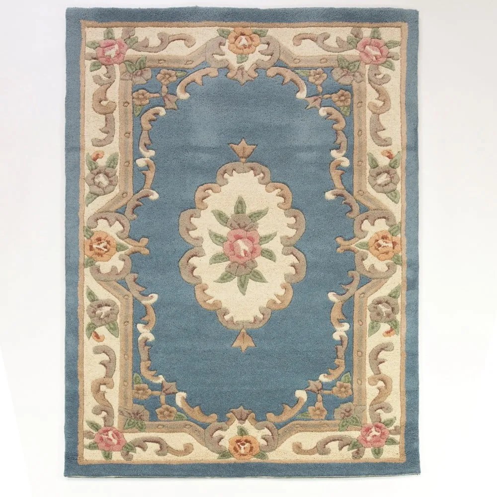 Modrý vlněný koberec Flair Rugs Aubusson, 75 x 150 cm