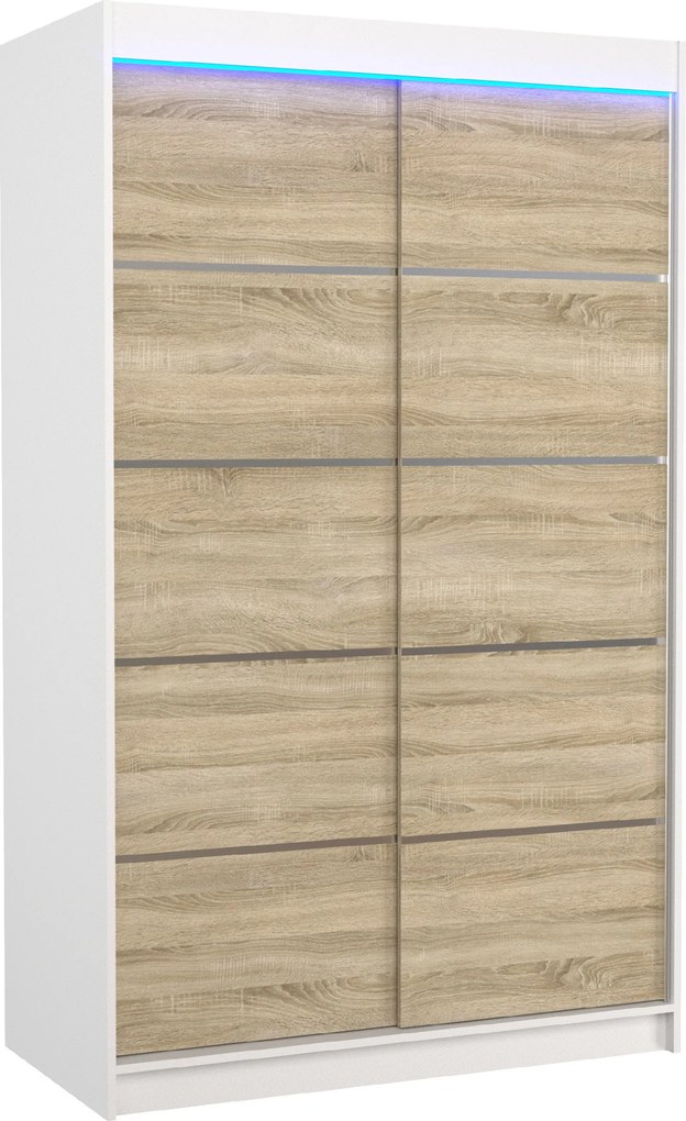 ADRK Furniture Posuvná skříň s LED osvětlením BENISSO 120 ADRK-SW-BEN-WS-120+L