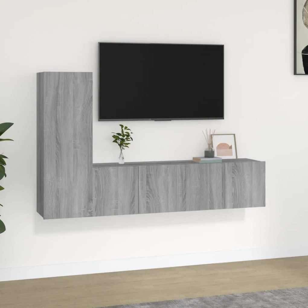 3dílný set TV skříněk šedý sonoma kompozitní dřevo 3120258