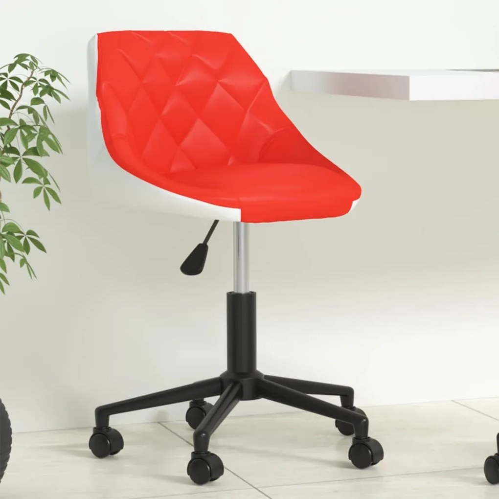 335463 vidaXL Otočná kancelářská židle červenobílá umělá kůže