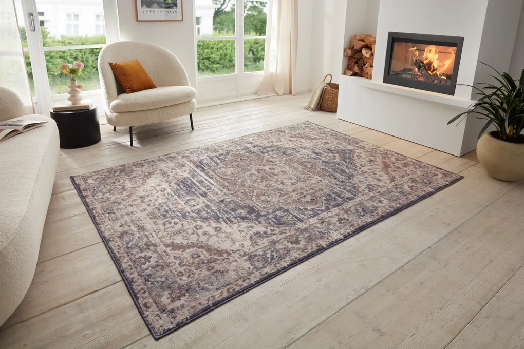 Hanse Home, Kusový koberec Terrain 105595 Sand Cream Blue, 240x340, béžová, ložnice