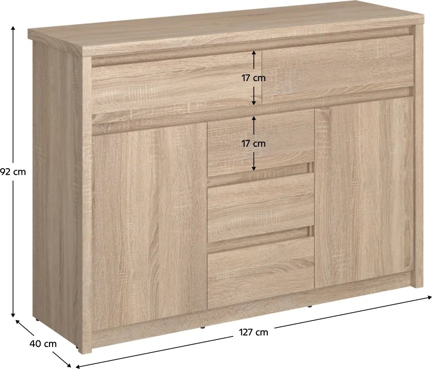 Komoda 2D5S, dub sonoma, NORTY TYP 10