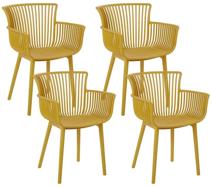 Sada 4 jídelních židlí žluté PESARO Beliani