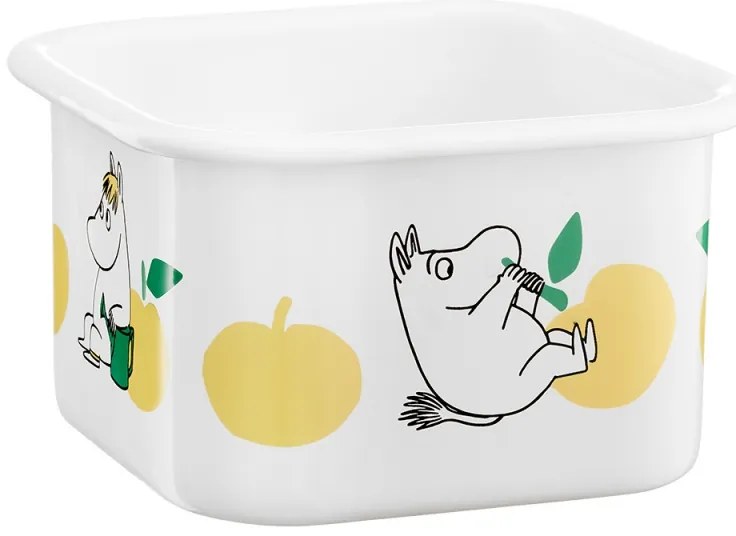 Dóza s víkem Moomin Joyful Apples 1l, smalt / bílo-žlutá