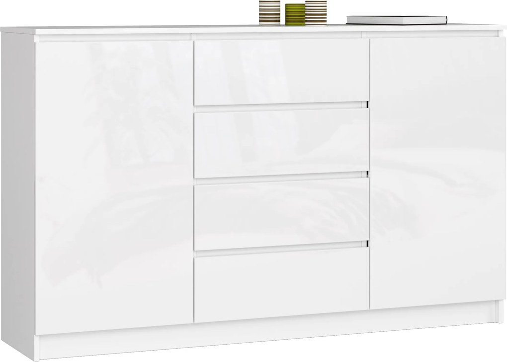 Komoda K160 2D4SZ bílá/bílý lesk
