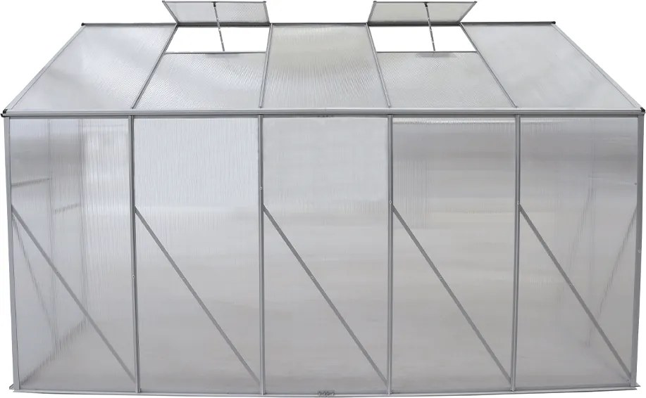 Zahradní skleník ke stěně, polykarbonát, 122x313x199 cm, MABON TYP 3