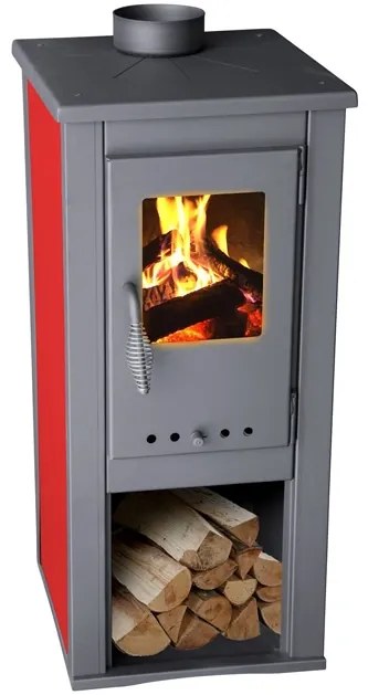 Krbová kamna Thalia Okta M, 3,9 kW, 120 mm, červená