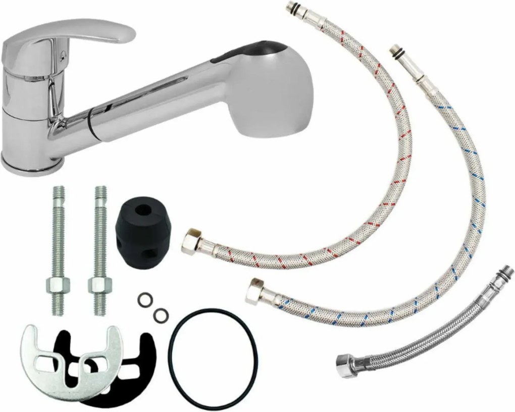Gamma Neon, stojánková dřezová baterie s výsuvnou výlevkou, chromová, SKQ-BAT-CH