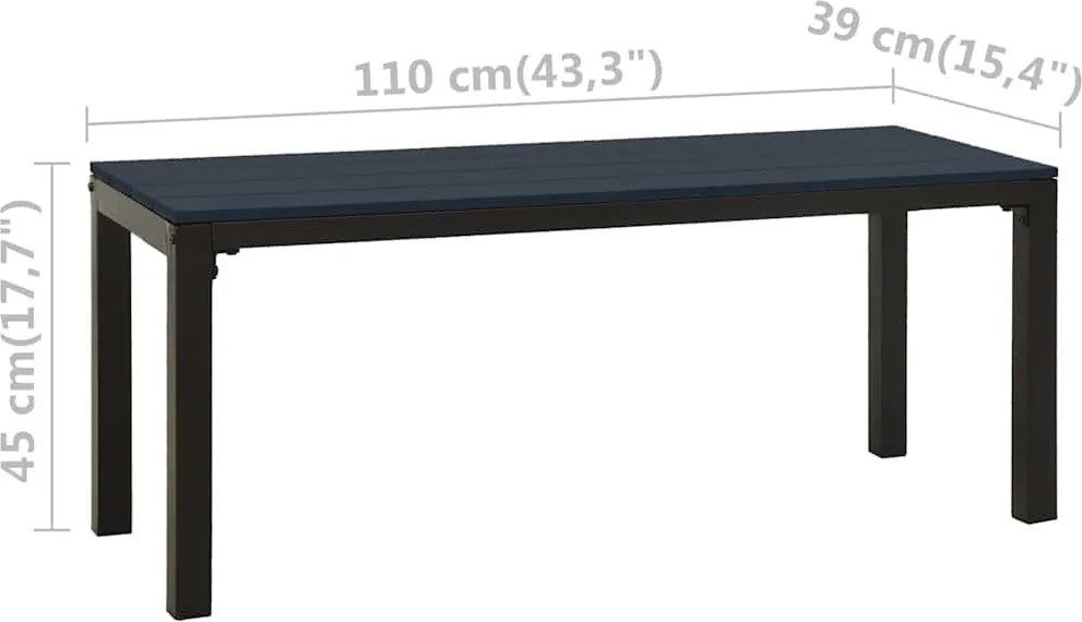 Zahradní lavice 110 cm ocel a WPC černá 317141