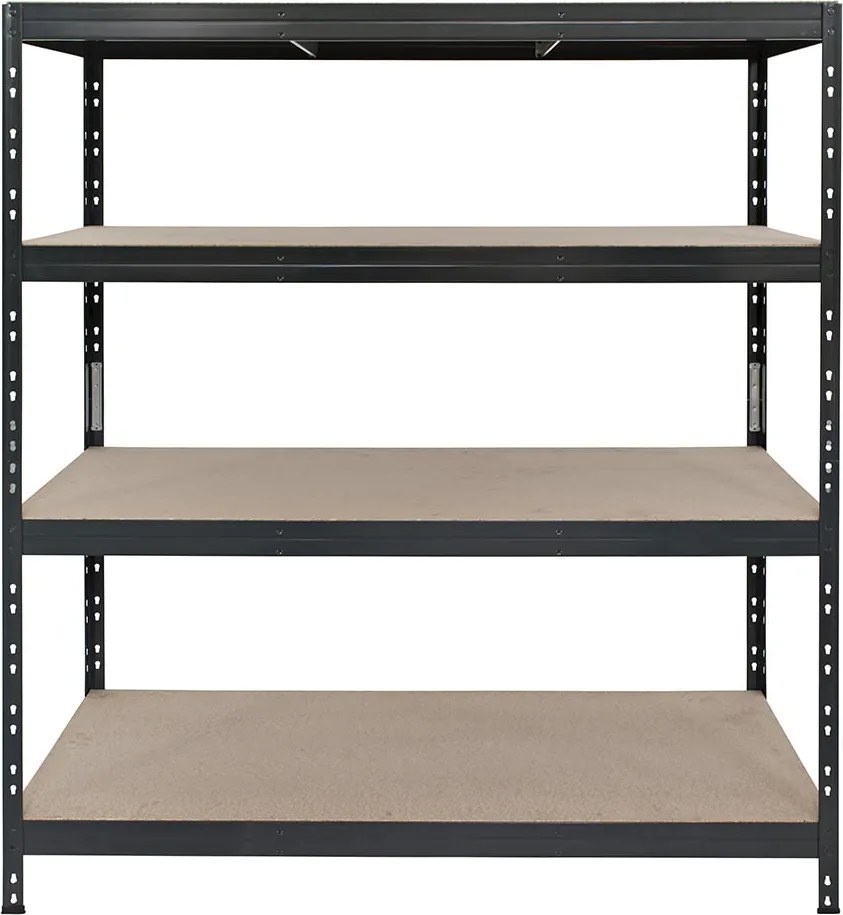 Kovový regál RIVET PRO 180x150x60 DTD dřevotříska 4 úrovně antracitová šedá