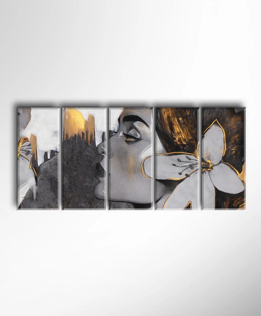 Malvis ® Obraz Malovaný obličej ženy ROZMĚR (šířka x výška): pětidílné schody obdélník 200x100 cm