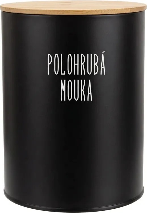 Orion Dóza na potraviny, plechová, černá, s bambusovým víčkem - 2,3l