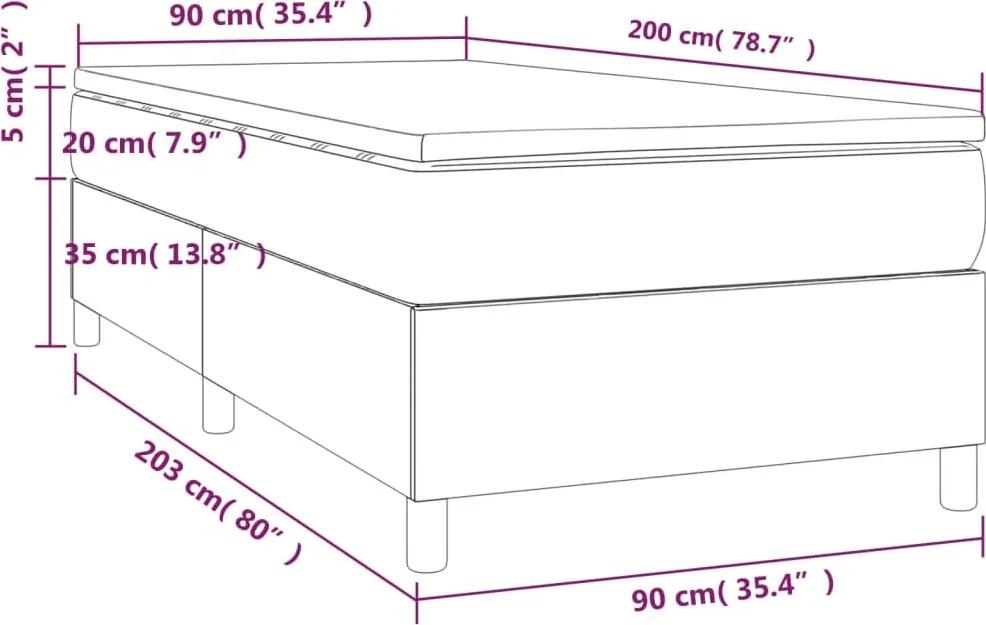 vidaXL Box spring postel s matrací 90x200 cm samet [3144658] Barva: světle šedá