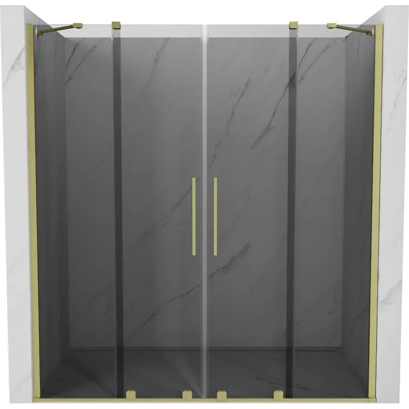 Mexen Velar Duo, posuvné sprchové dveře do otvoru 170 cm, 8mm šedé sklo, zlatá matná, 871-170-000-42-55
