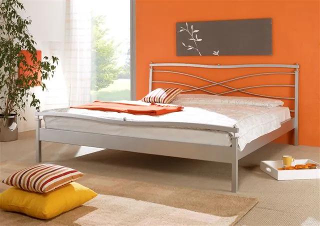 Nábytek ATIKA s.r.o. Kovová postel ANGELETA 2 Povrchová úprava: stříbrná RAL 9006, Rozměr: 160 x 200 cm