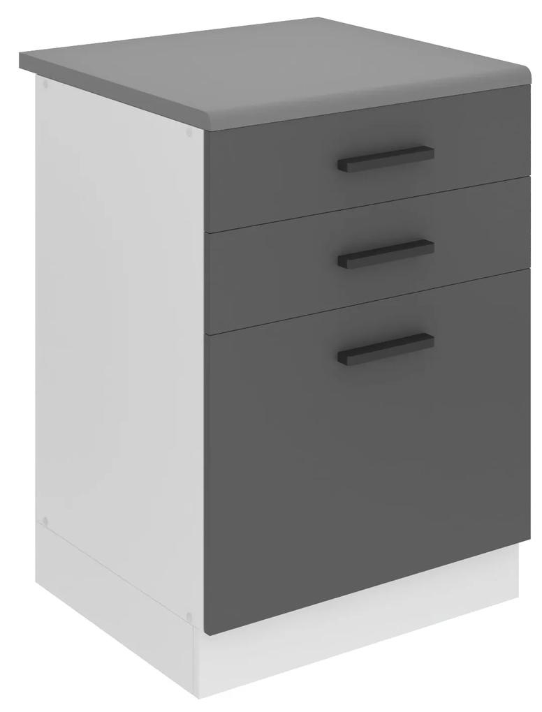 Kuchyňská skříňka Belini Premium Full Version spodní se zásuvkami 60 cm šedý mat s pracovní deskou