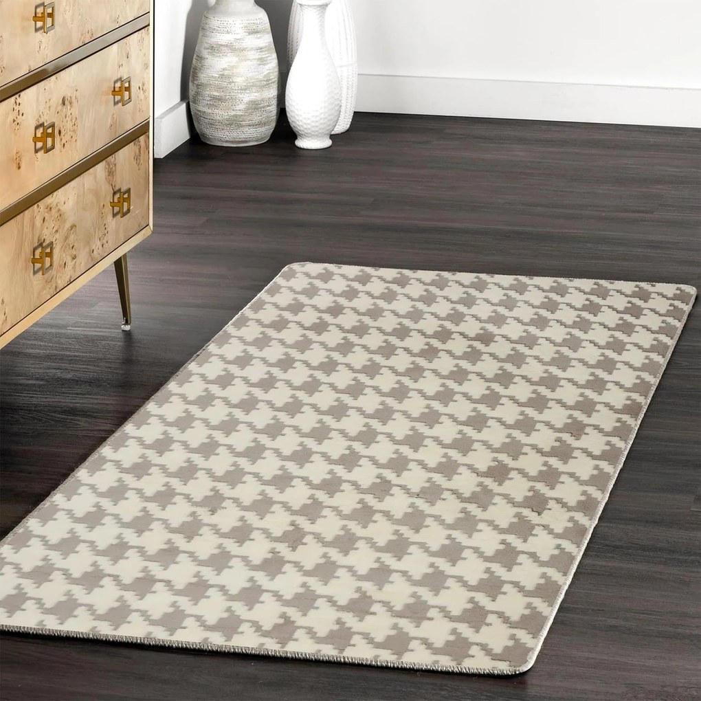 Tutumi Plyšový koberec Clover Pepitka Beige Rozměr (cm): 140 x 200