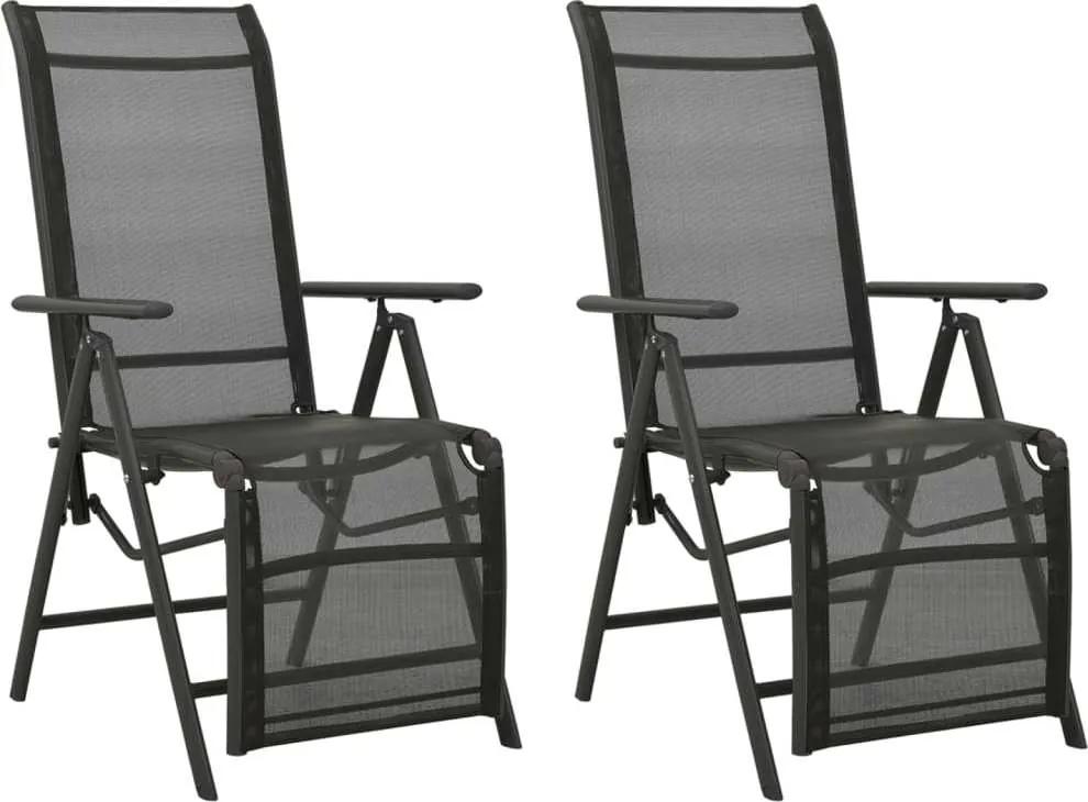 vidaXL Polohovací zahradní židle 2 ks textilen a hliník [312195] Barva: Černá