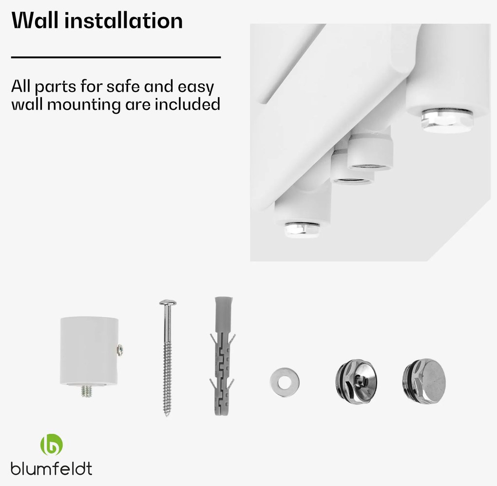 Blumfeldt Fairmont, 50 x 107, radiátor, 509 W, teplá voda, 4 držáky na ručníky, 1/2"