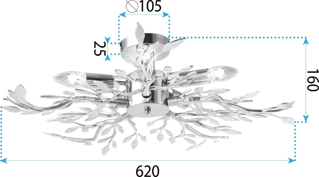 Toolight Rea, Stropní svítidlo EBT020-5C CHROME, OSW-01238