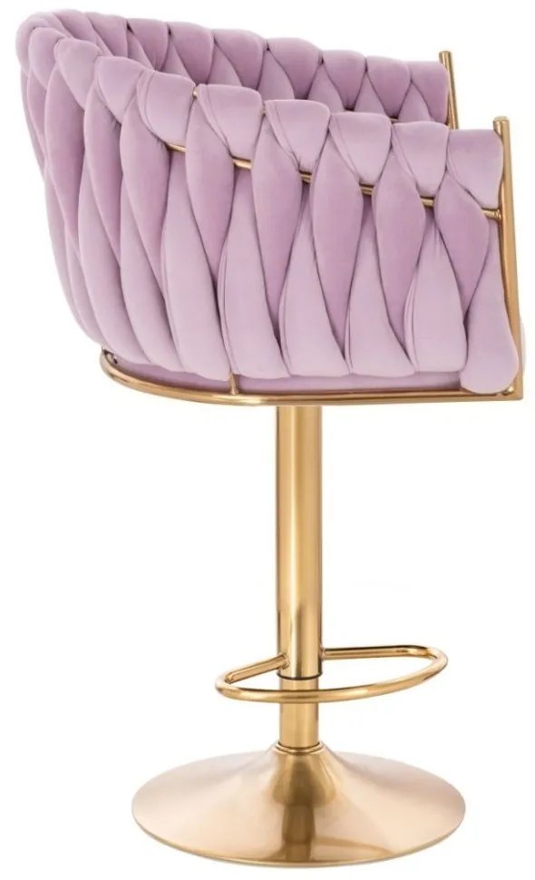 LuxuryForm DESIGN Barová židle NORDEN VELUR na zlaté kulaté podstavě - levandule