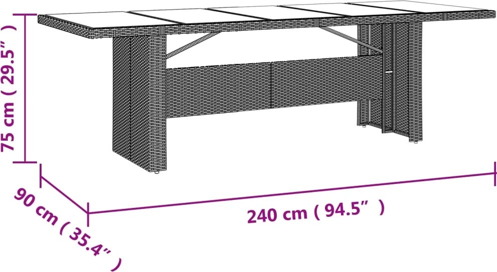11dílný zahradní jídelní set s poduškami béžový polyratan 3277585