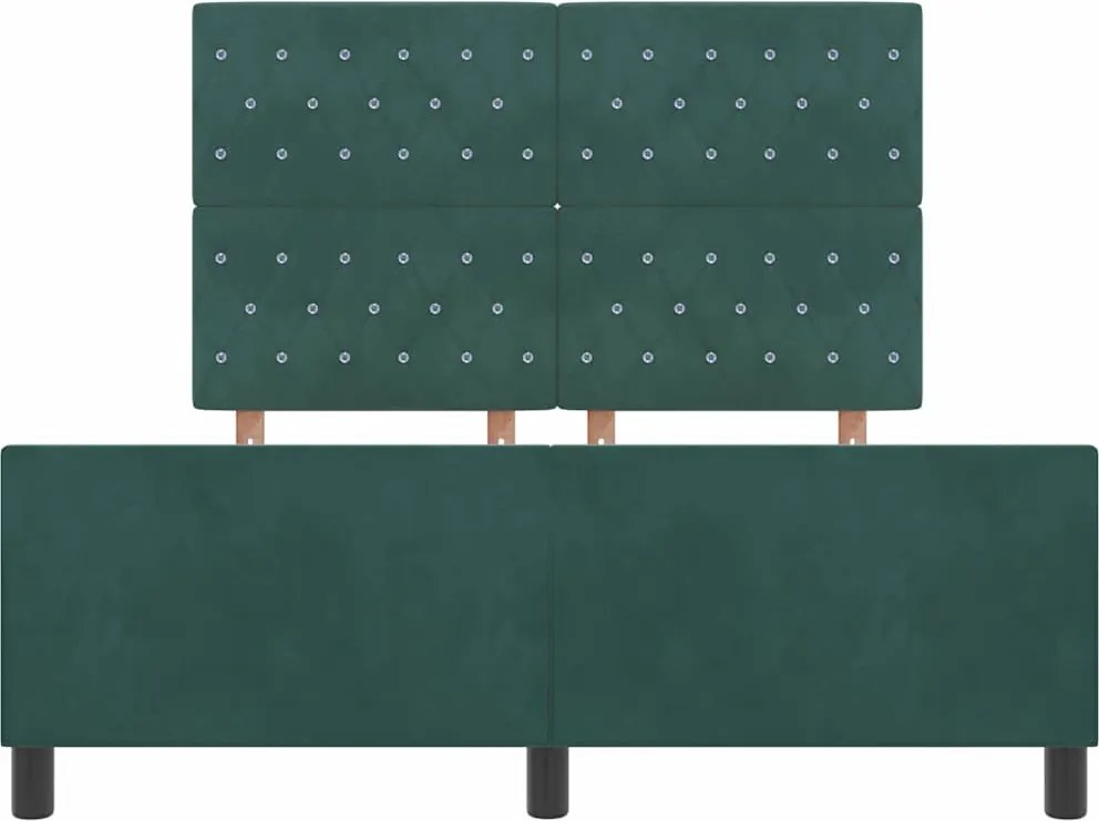 Postel s boxspringem s čelo Tmavě zelená 140 x 190 cm samet 3344876